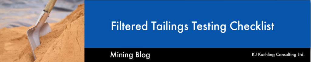 Filtered Tailings Testing Checklist